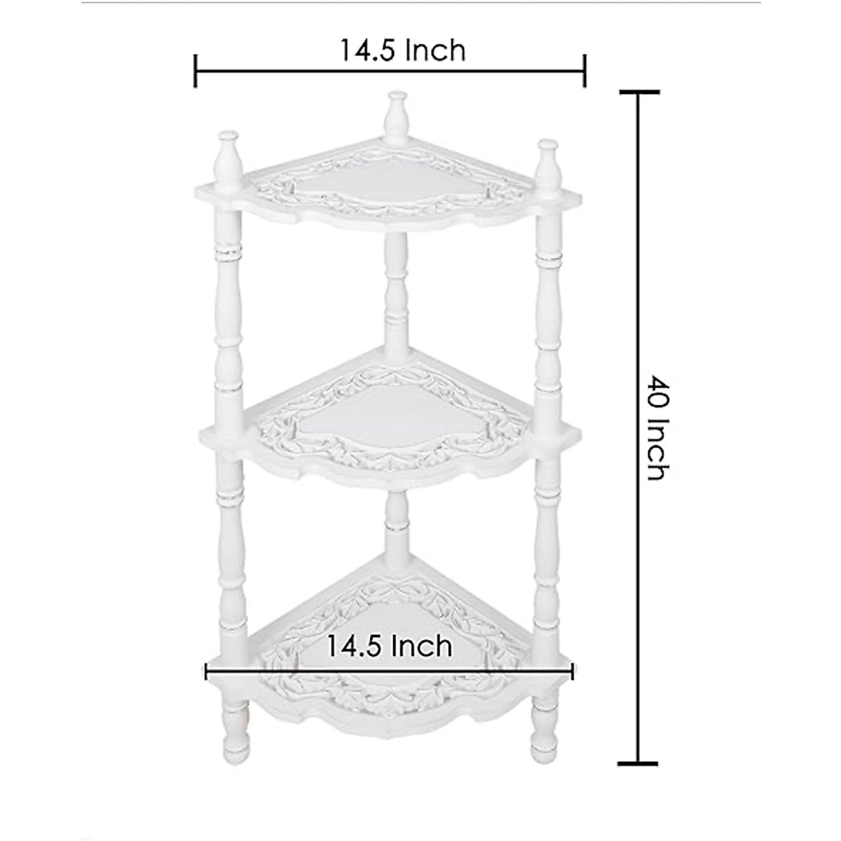 Corner Book Shelf, Corner Table, Corner Shelf Stand, Bathroom Corner Shelf, Corner Shelves for Small Space, Standing Shelf Units Home Office - (L 14.5X W 14.5X H 40 - Antique White)