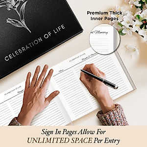 VEX ECOM LTD. Timeless Linen Funeral Guest Book Set - Premium Hardcover Funeral Book, Celebration of Life Guest Book, Memorial guest book, funeral sign in book, Guest Book for Funeral- Pen, Table Sign