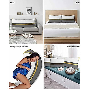 Edwiinsa Grey White Pillow Covers Standard Size Set of 2 20x26 Bed Pillow, Luxury Yellow Lace Modern Abstract Art Aesthetics Plush Soft Comfort for Hair/Skin Cooling Pillowcases with Envelop Closure