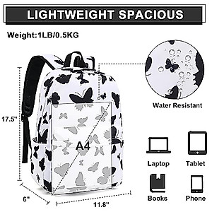 School Backpack for Teen Girls Women Laptop Backpack College Bookbags Middle School Travel Work Commuter Back Pack(Black Butterfly)