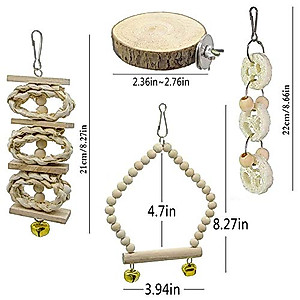 SHINYLYL 8 Packs Bird Toy,Bird Parrot Swing Chewing Toys Birdcage Stands,Wood Hanging Bell Bird Cage Toys for Parrots, Parakeets, Cockatiels, Conures, Macaws, Love Birds, Finches