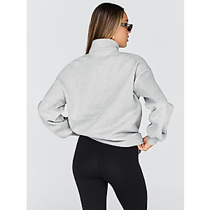 Trendy Queen Womens Oversized Sweatshirts Fall Fashion Hoodies Half Zip Pullover Long Sleeve Shirts Clothes Outfits Grey S