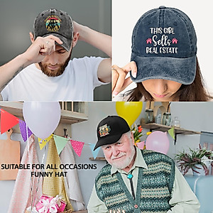 Pishovi Queen of The Camper Funny Distressed Washed Black Baseball Cap, Vintage Adjustable Cotton Cap, Retirement Gifts for Men and Women, Birthday Gift for Mom Wife Sister BFF Camping Lovers