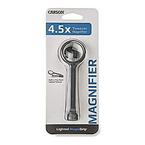 Carson Lighted MagniGrip 4.5x LED Lighted Magnifier with Precision Tweezers (MG-88)
