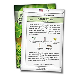 Sow Right Seeds - Alaska Nasturtium Seeds to Plant - Full Instructions for Planting and Growing a Beautiful Flower Garden; Non-GMO Heirloom Seeds; Wonderful Gardening Gift (1)