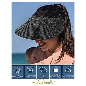 Scala Womens Sewn Braid Visor, Black, One Size