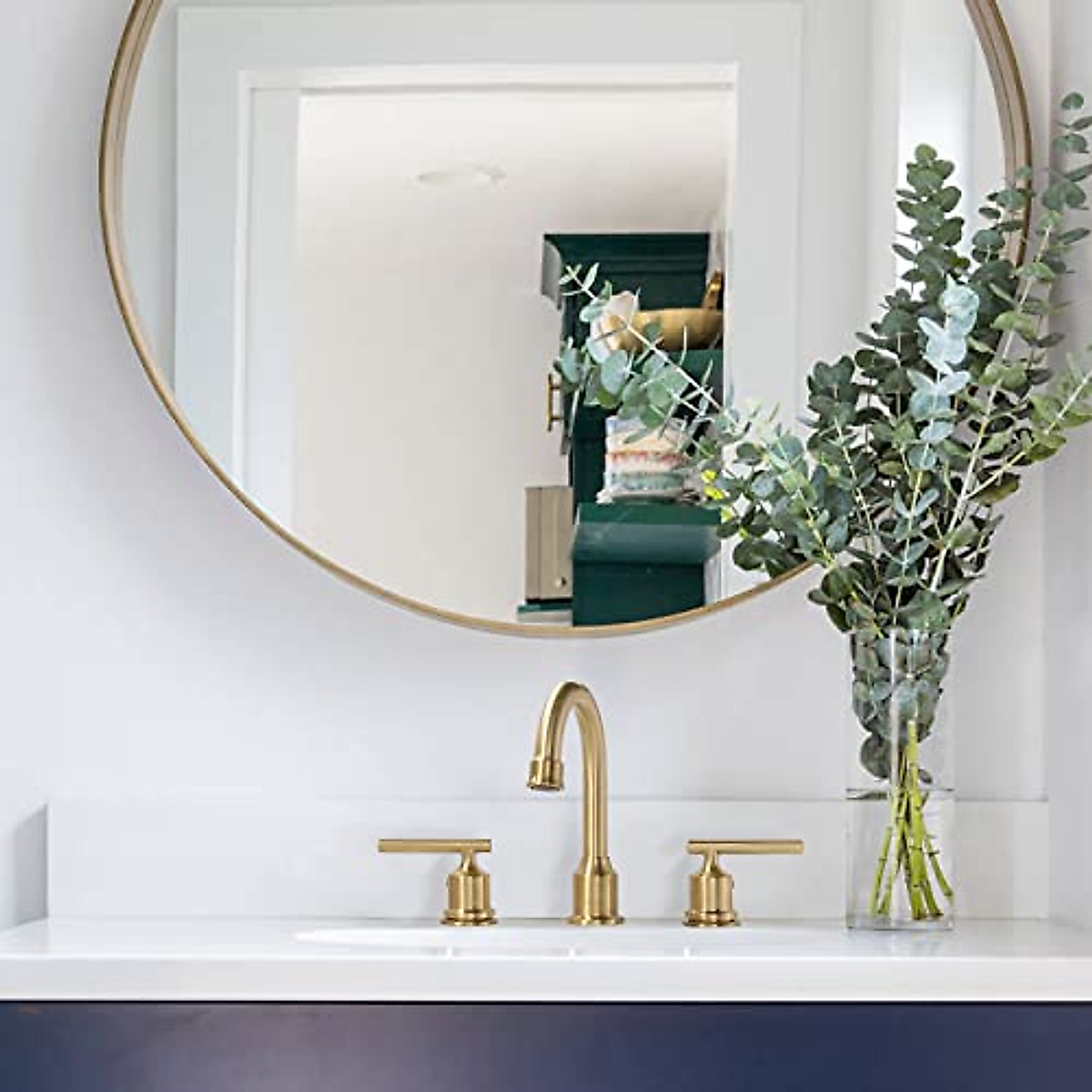 WOWOW Gold Bathroom Faucet 3 Hole Bathroom Sink Faucet Widespread Vanity Faucet 2 Handle Brass Basin Faucet with Pop Up Drain 8 Inch Mixer Tap Antique