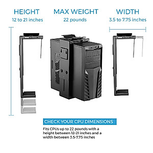 HumanCentric Adjustable Under Desk PC Mount and CPU Holder Wall Mount, PC Mount Under Desk Computer Mount That Fits Most PC or Computer Cases, PC Holder Under Desk Tower Mount, PC Under Desk Mount