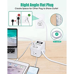 Alitayee Travel Power Strip, Portable Power Strips with 3 Outlets 3 USB Ports 15.5W Fast Charging and 6 ft Flat Plug Extension Cord No Surge Protector for Cruise Travel Hotel College Dorm Home Office