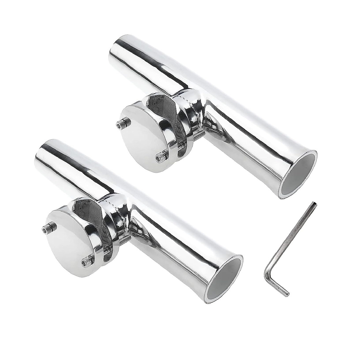 NovelBee 2pcs Boat Fishing Rod Holder,Stainless Tournament Style Clamp on Fishing Rod Pole Holder for Rails 1-1/4" to 2"