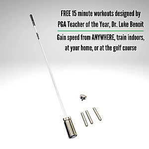 Rypstick | Golf Swing Trainer Device for Increased Distance - Golf Speed Trainer and Warmup Aid (Men's White 45”)