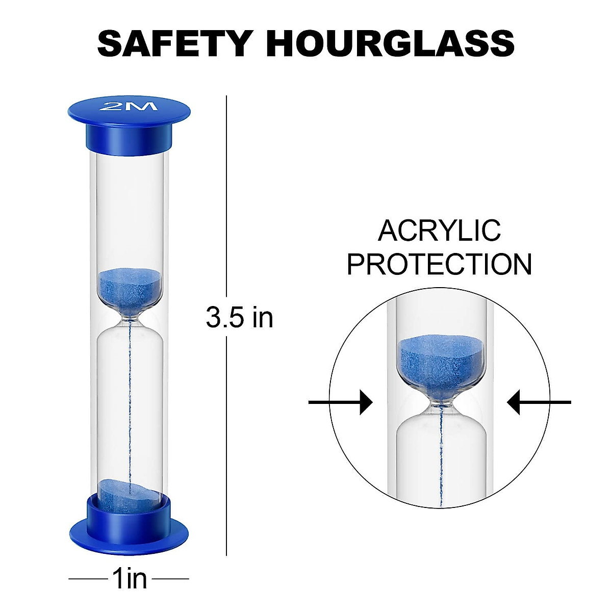 SuLiao 2 Minute Sand Timer for Kids, Colorful Hourglass Sand Clock 2 Minute, Small Sand Watch 2 min, Plastic Hour Glass Sandglass for Kids, Games, Classroom, Toothbrush Timer (Blue)