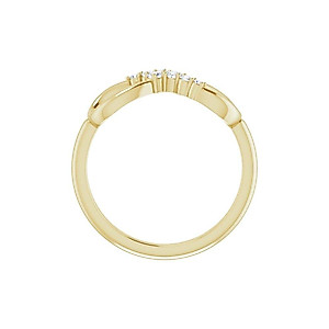 Solid 14k Yellow Gold 1/8 Cttw Diamond Infinity-Inspired Ring Band (.13 Cttw) (Width = 6.7mm) - Size 7