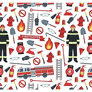 Firefighter Wrapping Paper Party Gift Wrap - Folded Flat 30 x 20 Inch - 3 Sheets