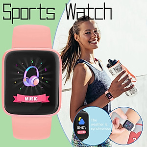 Smart Watch 1.44inch Touch Screen Fitness Watch Waterproof Heart Rate Sports Pedometer, Fitness Sport Watch,Waterproof Watch,Blood Pressure Watch, Black