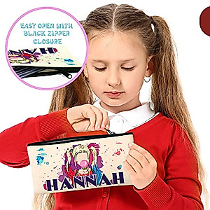 Personalized Super Hero Pencil Case w/Name Students - Custom Superhero Pen Box Birthday Gifts Boys Girls - Customized Canvas Pencils Cases Box - 10''x6'' - Man Pencil Pouch Spider Bat Design C1 Beige