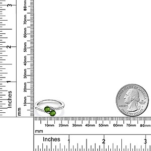 Gem Stone King 925 Sterling Silver Green Tourmaline Bypass Ring For Women (0.74 Cttw, Gemstone October Birthstone, Round 4MM, Available In Size 5, 6, 7, 8, 9)