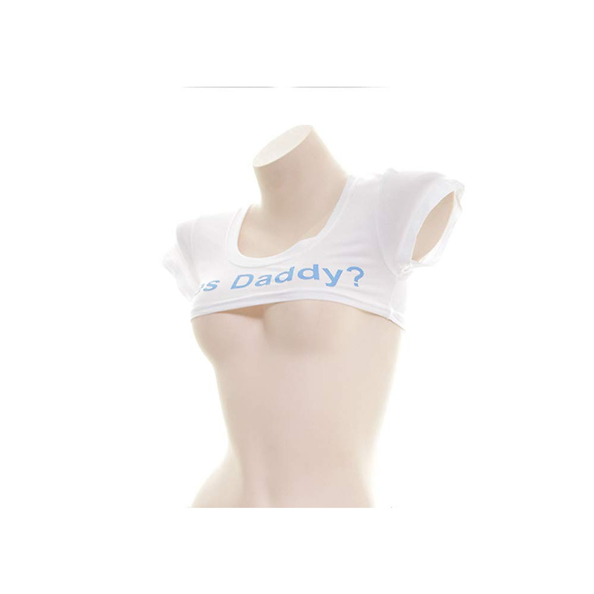 SINROYEE Ddlg outfits for women Tank Top Sleep Wear Mini T-shirt Daddy's Little Slut Fun Flirty Student pleated skirt Cosplay (S0494-white)