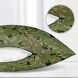 Camo Forest Body Pillow Covers Decorative Soft Bedding Satin Pillowcase with Zipper Closure Cooling Breathable Long Pillow Case-21"x 54"