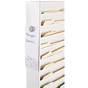 Displays2go File Holder Wall Mount, 11 Tiers, Letter Size, Magnet Receptive Steel - White (JMFF11WHT)