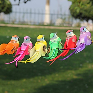 LWINGFLYER 12pcs Artificial Foam Feather Birds with Claw Fake Birds Ornaments for Craft Festival Christmas Decoration Wedding Decor 15cm/5.9inch (12pcs Claw)