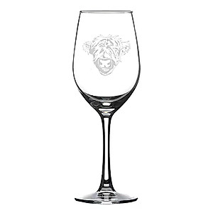 Highland Cow Hand Blown Printed Wine Glasses,Crystal Etched Funny Wine Glasses, Great Gift for Woman Or Men, Birthday, Retirement And Mother's Day 17oz