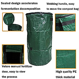 Garden Compost Bags Compost Bag Outdoor Garden Garden Waste Compost Bags for Food Waste Fermentation and Dead Leafs Fermentation into Compost Outdoor Composting Bins 2 Pack