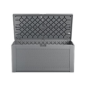 Rubbermaid Outdoor Deck Box, Extra Large, Weather Resistant, Gray for Lawn, Garden, Pool, Tool Storage, Home Organization
