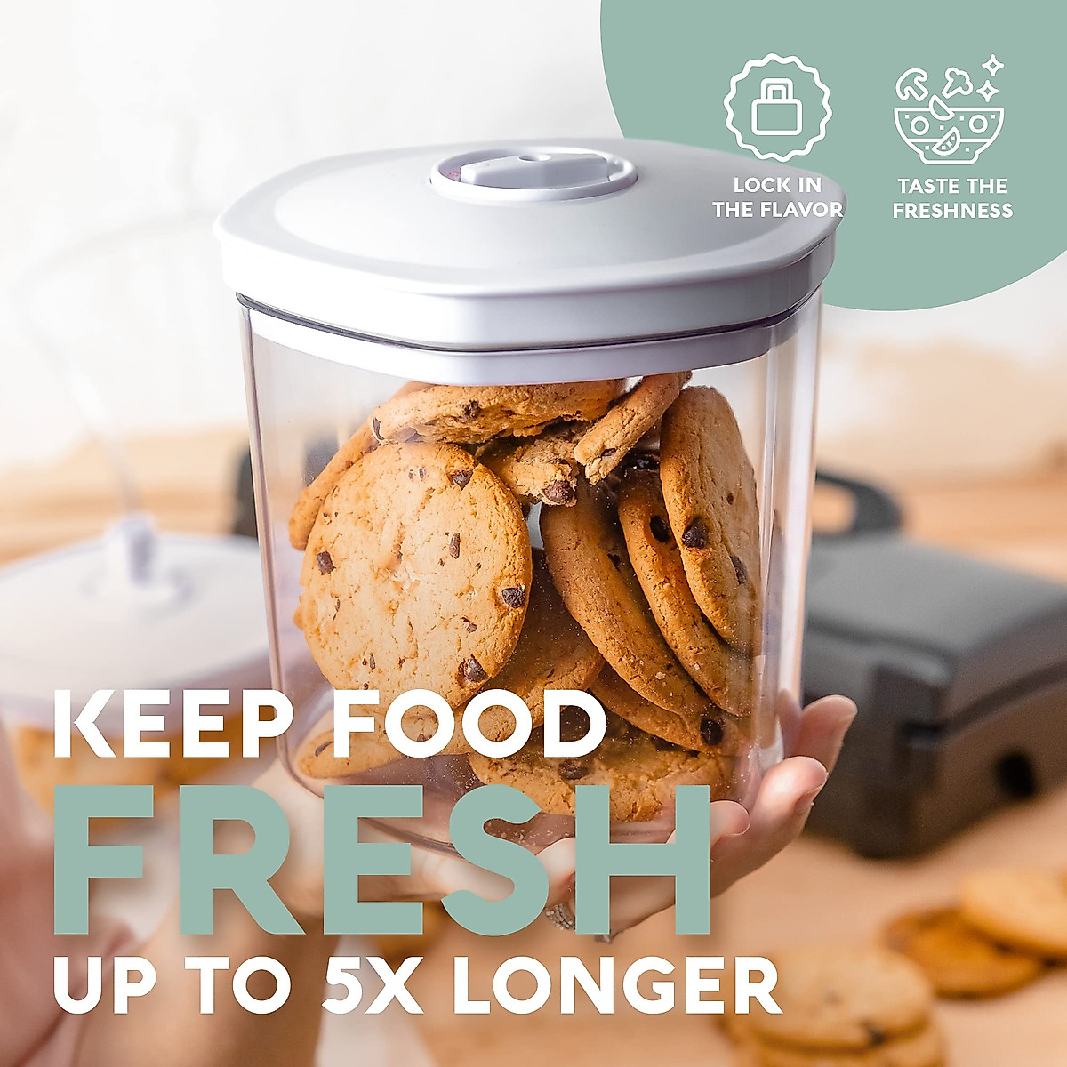 Avid Armor Vacuum Food Containers 3 Piece Set for Home Kitchen, Coffee Drinkers, Pasta Lovers Keep Your Food Fresh Cannister Sizes: 2L, 1.4L, and 0.7L Complete with Accessory Hose. BPA Free.