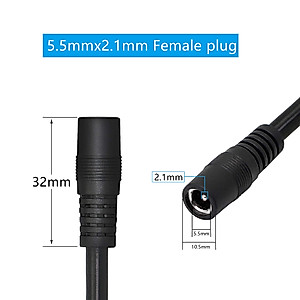 GINTOOYUN DC Power Extension Cable，DC 5.5mm x 2.1mm Male to Female Power Adapter Cable，3FT 18AWG Heavy Duty Cord for 12V CCTV Wireless IP Camera,LED,Car,More.-2PCS