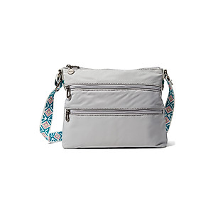 Sakroots Artist Circle Basic Crossbody in Eco Twill, Adjustable Crossbody Strap, Light Grey