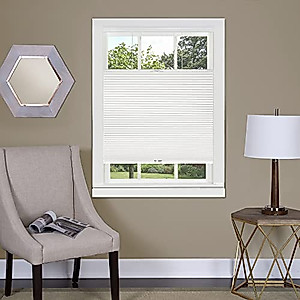 Cordless Cellular Pleated Window Shades - 35 Inch Width, 64 Inch Length - White - Light Filtering Top-Down Honeycomb Pull Down Blinds for Windows and Skylights by Achim Home Decor