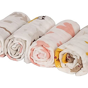 softan Baby Muslin Burp Cloths, 100% Cotton Baby Washcloths, 6-Layer, Super Absorbent Bath Towel or Burp Cloths for Baby Girl Boy, Great Gift for Newborn Baby, 10 x 20 inch, 4 Pack, Unicorn & Star