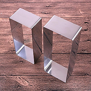 DOITOOL 2pcs Stainless Steel Rectangular Cake Mold Cutter Molding Forming Layering Cake Pastry Rings Cookie Biscuit Baking Cake Mold Rings (Size S/L)