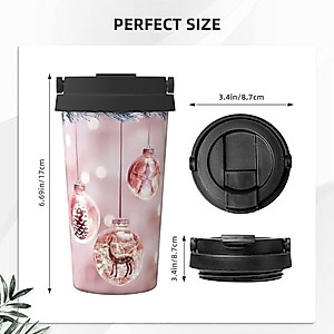 WANGXUEE Red Christmas Ball Print 500ml Stainless Steel Travel Tumbler Double Wall Vacuum Insulated Coffee Mug