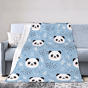 Zeleda Panda Blanket,Flannel Warm Cozy Panda Blankets Comfortable Soft Throw Blanket, for Couch Bed or Travel,Birthday Gifts for Girls Kids Adult 60"X50"(Blue)