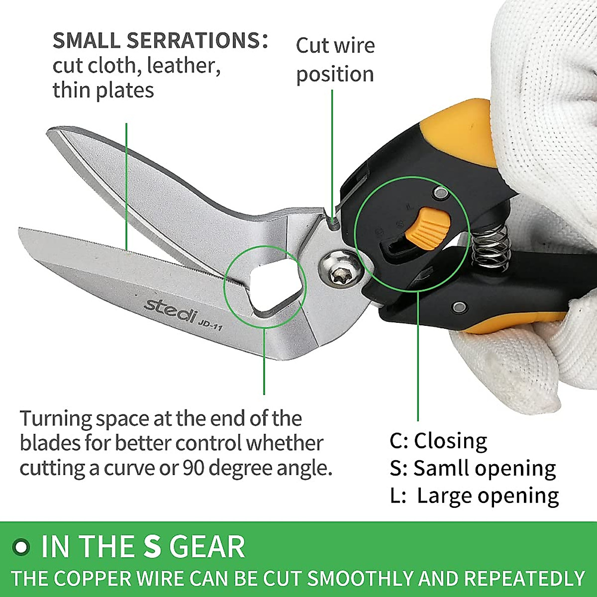 stedi 9-Inch Scissor Heavy Duty, All Purpose Scissors, Cardboard and Carpet Shears, TPR Handle, Extremely Sharp Blades with Finely Serrated -Easy Cutting Thick Paper, Leather, Sewing Fabric