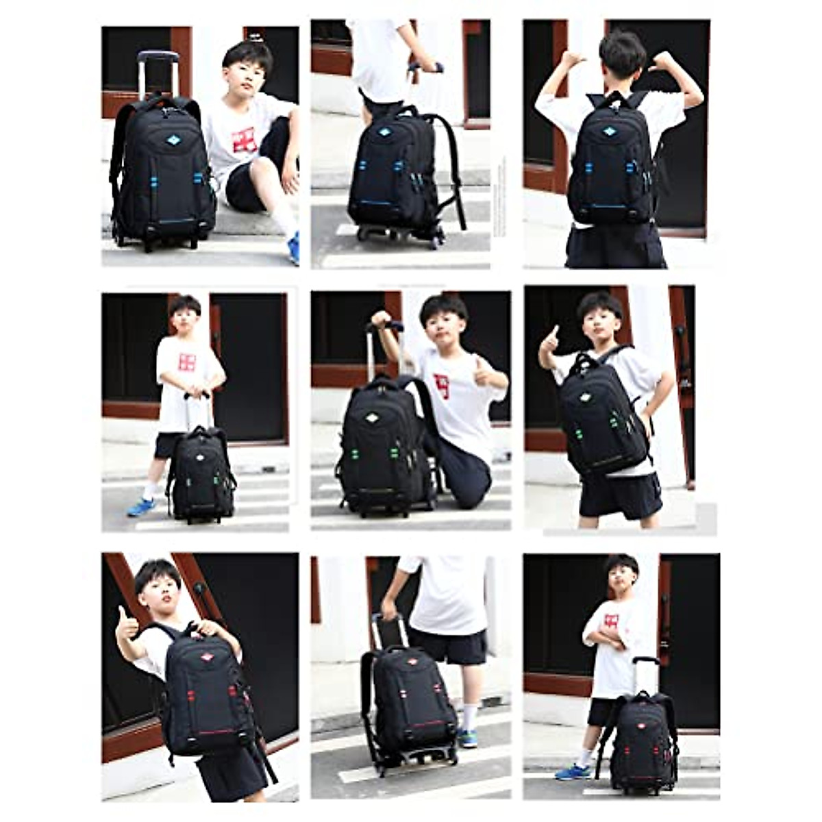 Rolling Backpack for Boys Trolley Bags for Primary Middle School Roller Bookbag with Wheels Travel Back Pack for Teen Girls