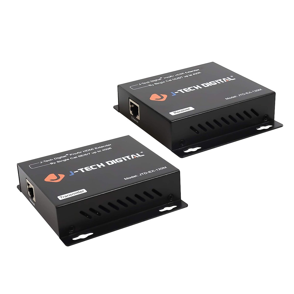 J-Tech Digital HDMI Extender Over Single Cat5e/6/7 HDMI Over Ethernet 1080p with IR Extension - Up to 400ft [TX + RX]