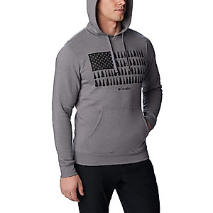 Columbia Men's Trek Graphic Hoodie, City Grey Heather/Treestriped Flag, XX-Large