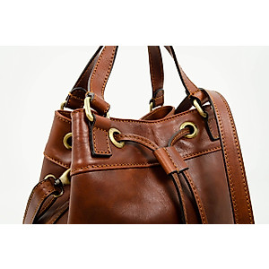 Time Resistance Leather Bucket Bag Full Grain Real Leather Tote Bag for Women