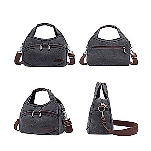 Hobo Bag Canvas Handbag Canvas Purse Canvas Tote for Women, Satchel purses for women Top Handle Tote Shoulder Purse, Crossbody Bag Tote Bag Anti-theft Hobo Tote[Black]