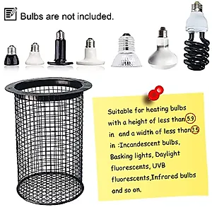 kathson Reptile Lampshade Lizard Heat Lamp Guard Anti-Scald Lamp Mesh Cover Pet Coop Protection Heater Light Bulb Enclosure Cage Protector for Turtles, Lizards, Snakes and Amphibians