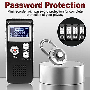 Digital Voice Recorder Voice Activated Recorder with Playback Audio Recording Device for Lectures Meetings Dictaphone Recorder with Password/USB