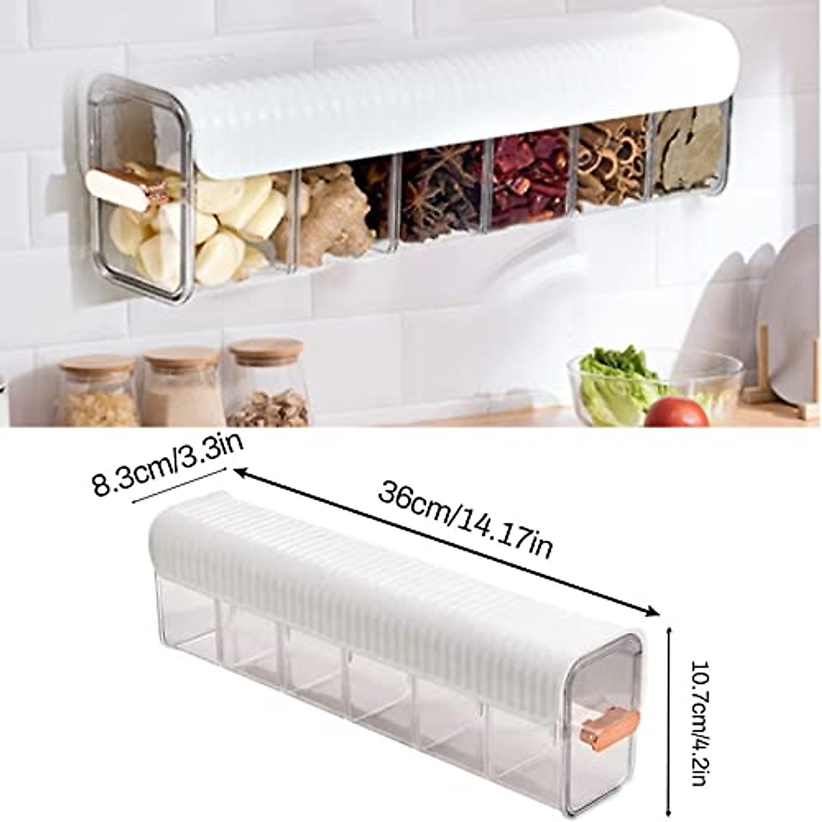 AODGHC Punch-Free Multi-Functional Storage Box, 1 Piece Clear Wall Mounted Drawer Organizer Underwear Socks Seasoning Storage Box with Adjustable Compartment for Closet Kitche (White)