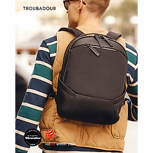 Troubadour Apex Compact Backpack 3.0 - Premium Waterproof Laptop Backpack Fits Up to 16" - Ergonomic Design for Work and Travel - Stylish Compact Backpack with 5-Year Guarantee - Black