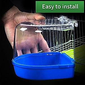 Tfwadmx Bird Cage Bath Parrot Bath Box Accessory Supplies Hanging Bathing Tub for Small Birds Canary Budgies Cockatiel Lovebirds