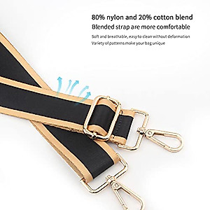 chushui Replacement Purse Strap,Wide Adjustable Crossbody Shoulder Straps for Handbags,Black with Dark Gold Trim