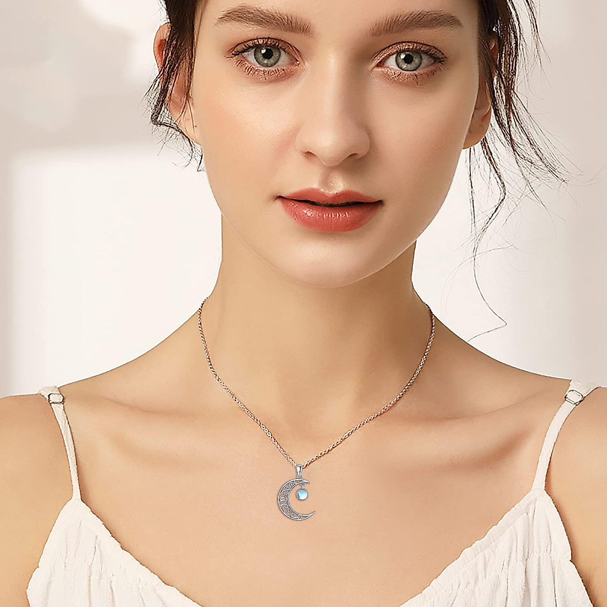 Midir&Etain Moon Necklace 925 Sterling Silver Moon Stone Necklace Celtic Knot Moon Pendant Moon Jewelry Gift Women