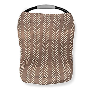 Pobi Baby Premium Multi-Use Cover - Nursing Cover, Baby Car Seat Covers, Shopping Cart, High Chair, and Breastfeeding Cover - Ultra-Soft, Stretchy, Woodland Scarf for Baby and Mom (Wildlife Brown)
